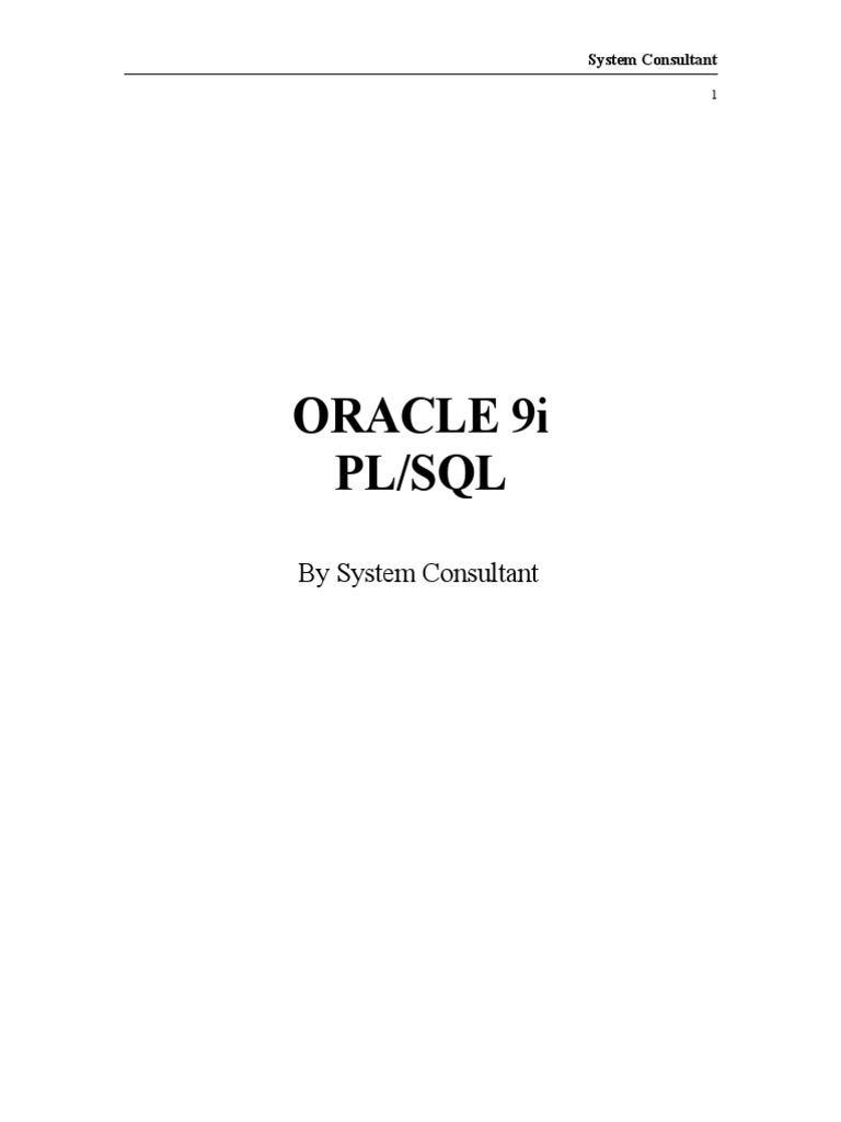 Oracle 9I PL/SQL: by System Consultant | PDF | Pl/Sql | Information ...