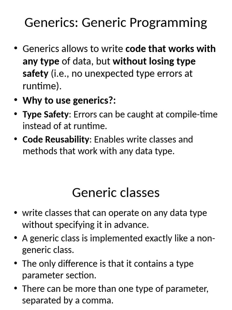 Generics | PDF | Class (Computer Programming) | Parameter (Computer ...