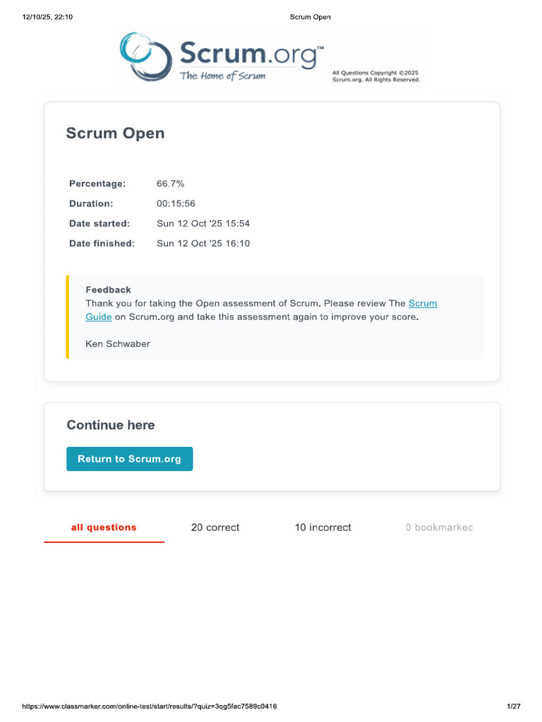 Scrum Examen 1 | PDF