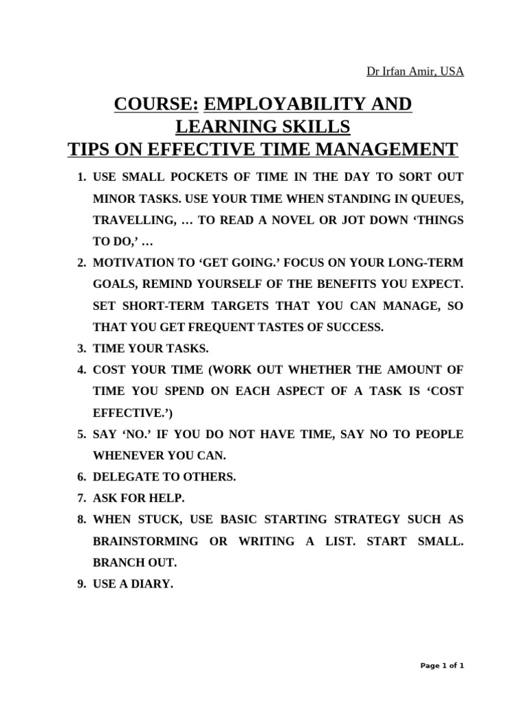 Session 5-Tips On Effective Time Management | PDF