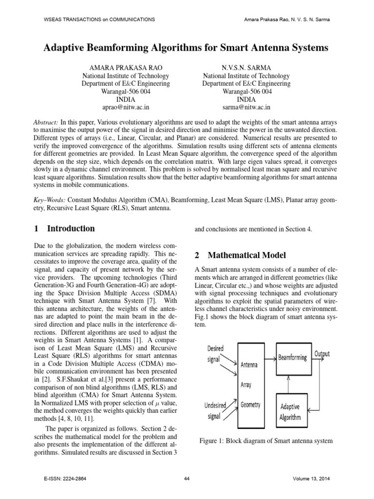 Adaptive Beam Forming Algorithms For Smart Antenna Systems | PDF ...