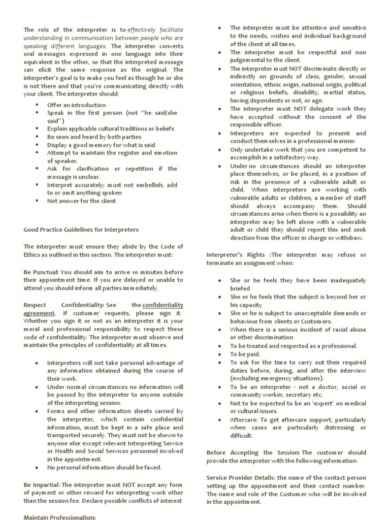 The Role of The Interpreter Is To | PDF | Language Interpretation ...