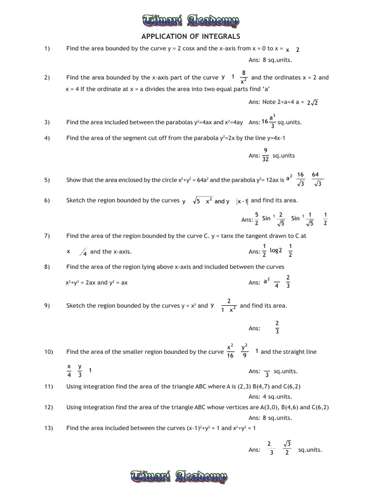 12 Maths Chapter 8 Assignments 1 | PDF | Area | Geometry