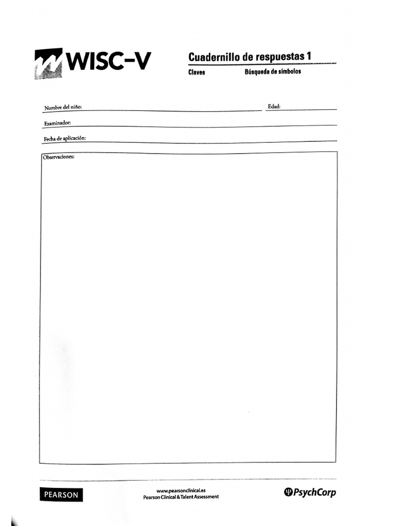 Wisc V Cuadernillo de Respuestas 1 | PDF