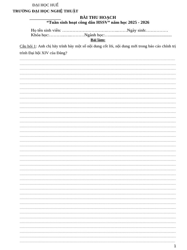 Mau Lam Bai Thu Hoach Năm 3-4-2025 | PDF