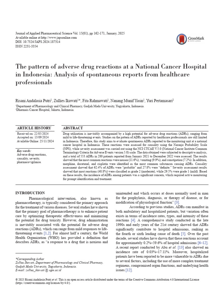 ADR Natl Cancer Center Indonesia 4436 - PDF | PDF | Pharmacovigilance ...