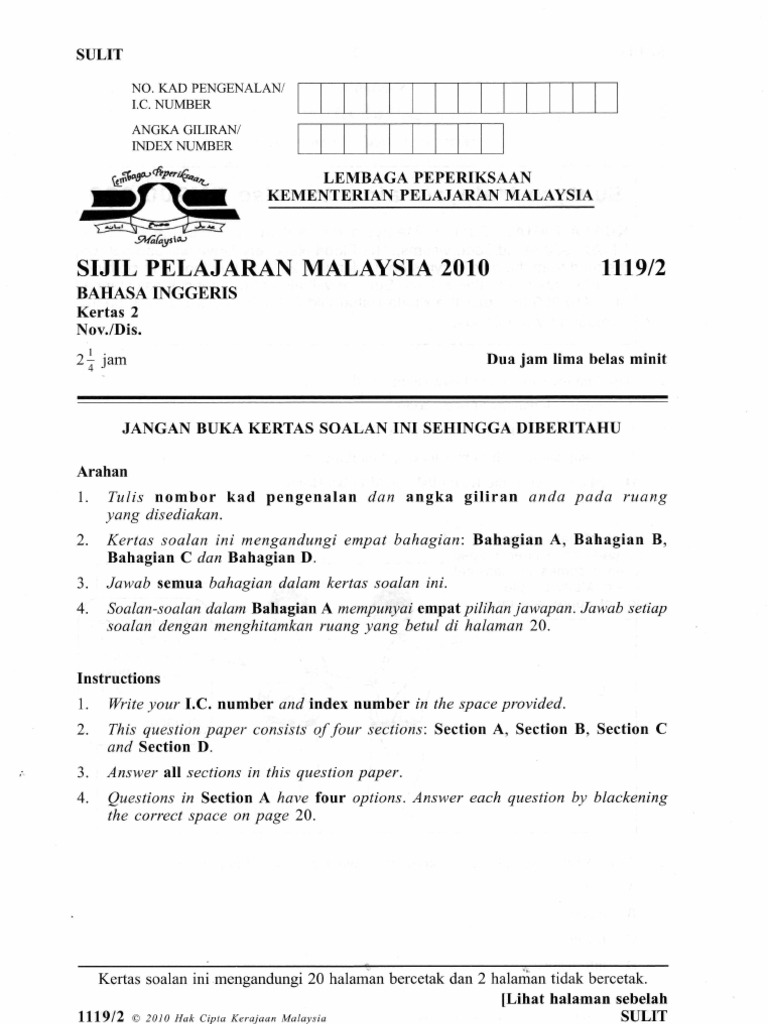 SPM 1119 2010 Bi K2 | PDF
