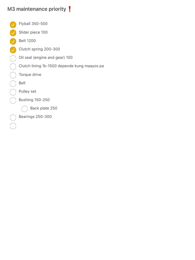 M3 Maintenance Priority List | PDF
