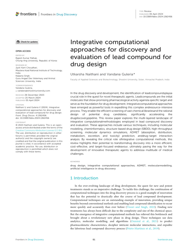 Evaluation of Lead Compound For Drug Design Conditiond For Hit | PDF ...