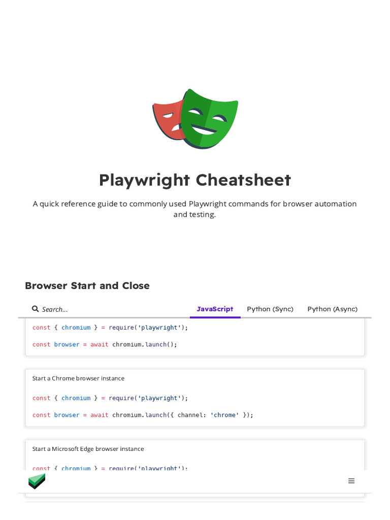 Playwright Cheetsheet | PDF | Button (Computing) | Http Cookie