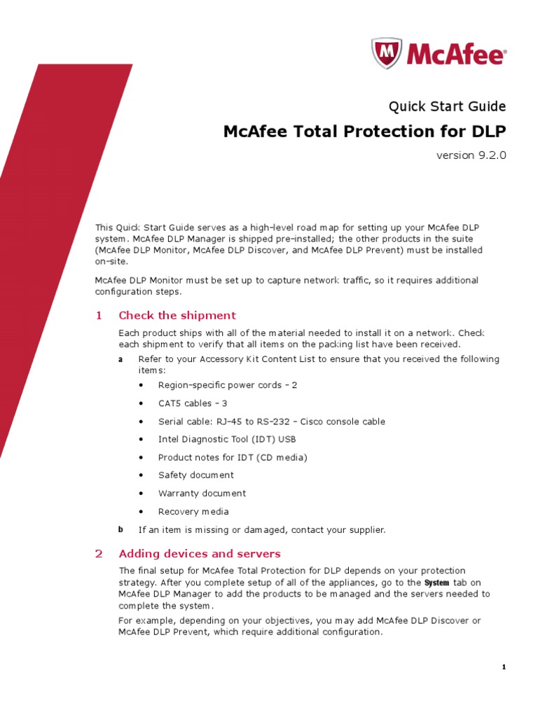 Mcafee Total Protection For DLP: Quick Start Guide | PDF | Network ...