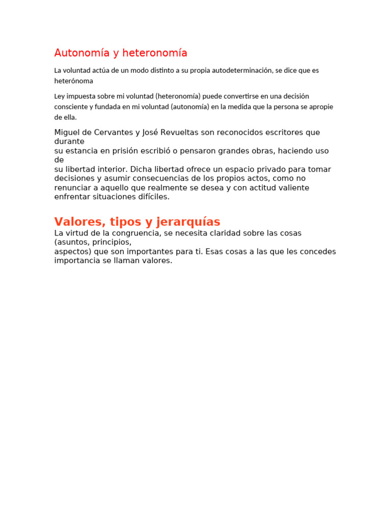 Autonomía y Heteronomía: Valores y Decisiones | PDF