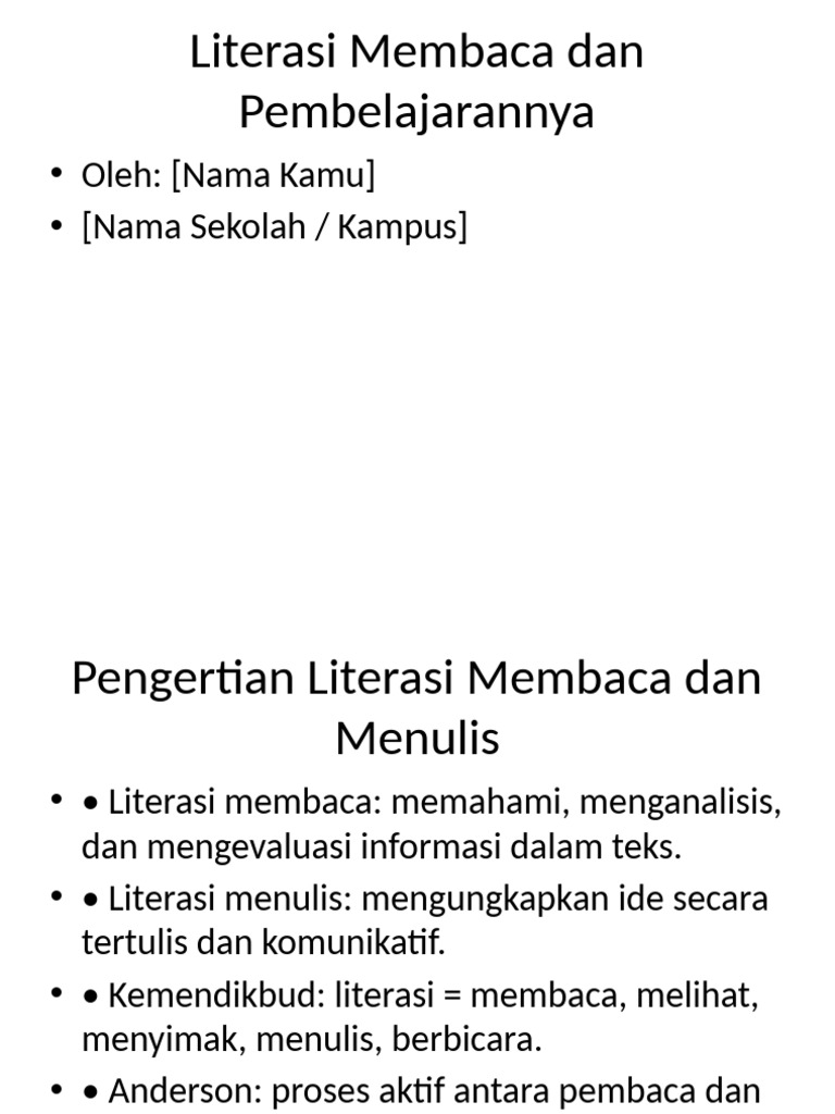 Literasi Membaca Dan Pembelajarannya | PDF
