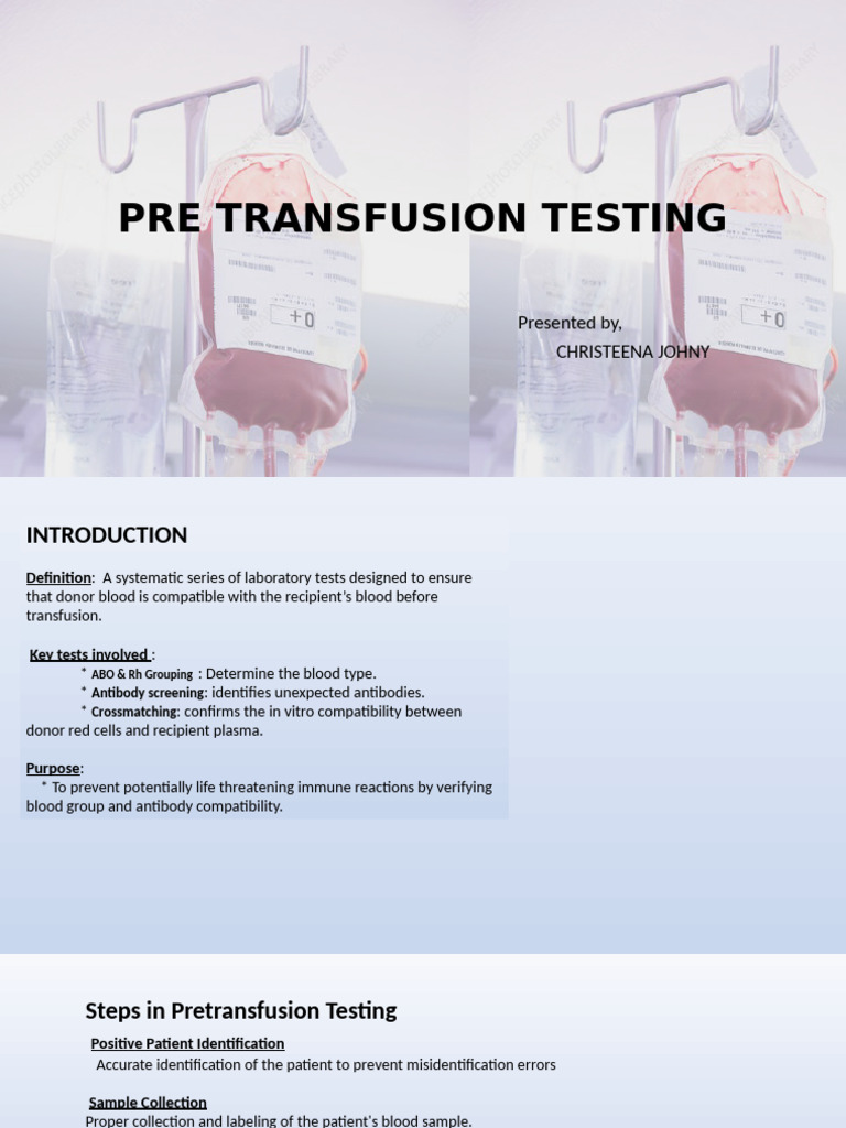 Pretransfusion Testing Procedures | PDF | Blood Type | Serology