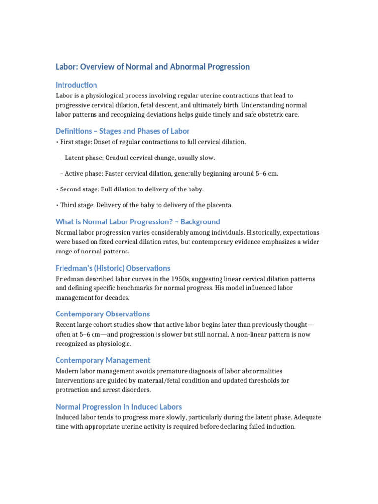 Understanding Normal and Abnormal Labor Progression | PDF | Childbirth ...