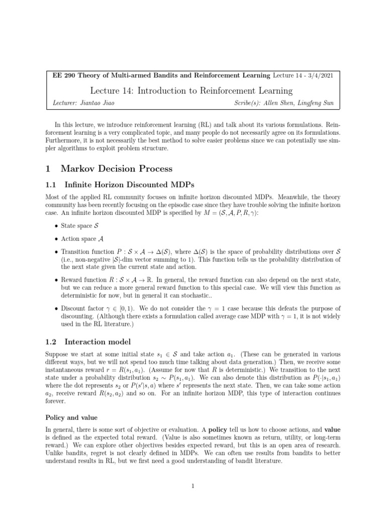 2.3-Markov Decision Process | PDF | Applied Mathematics | Mathematics