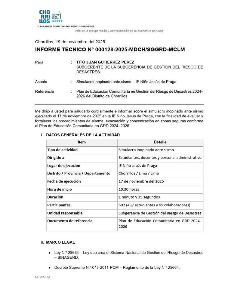 Informe Tecnico-R128-2025-Sggrd-Mclm | PDF