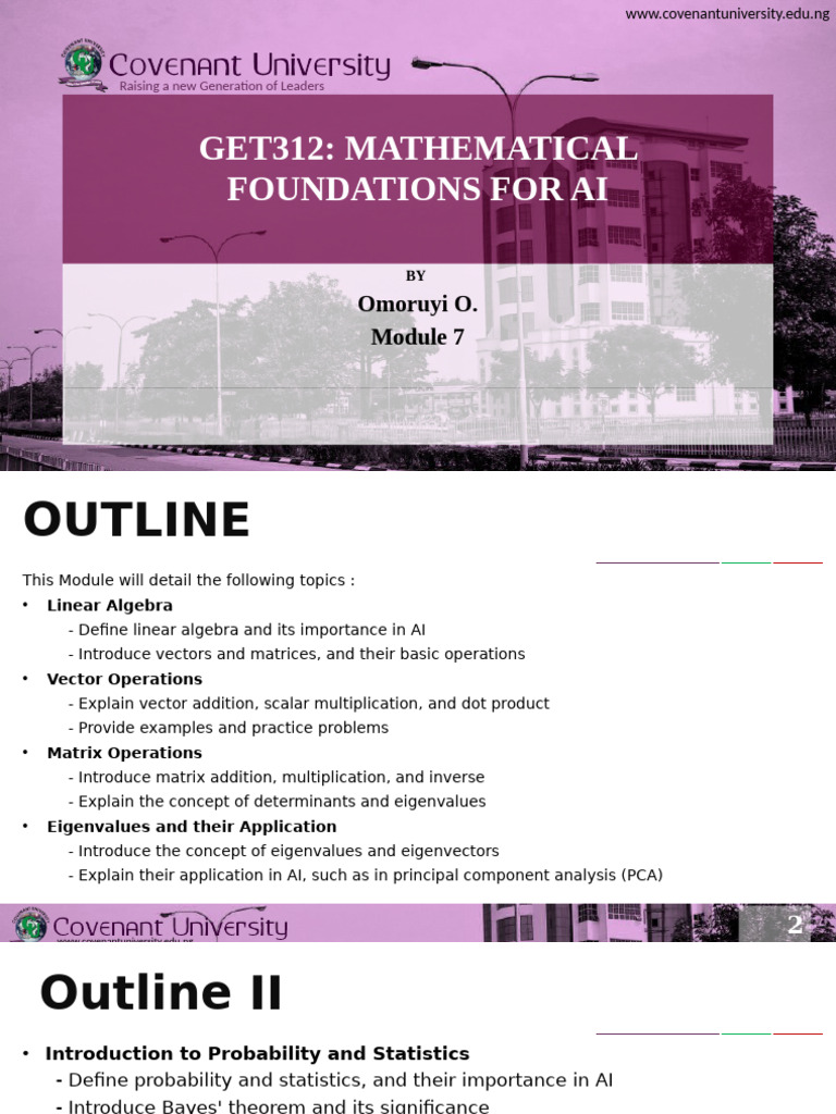 Module 7 Math Foundation for AI | PDF | Multiplication | Linear Algebra