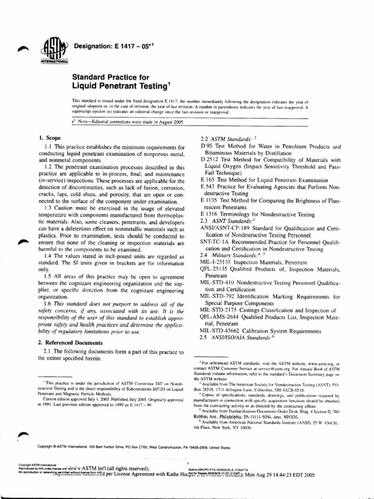 ASTM E1417-05e1 | PDF