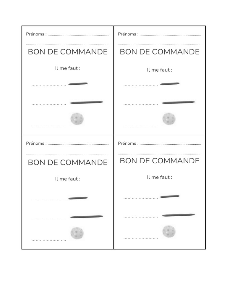 BON DE COMMANDE Bâtons Grands Et Petits - Boules | PDF