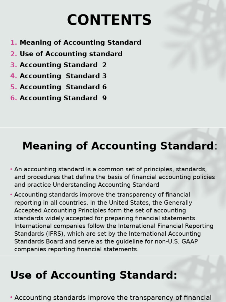 Overview of Key Accounting Standards | PDF | Accounting | Depreciation