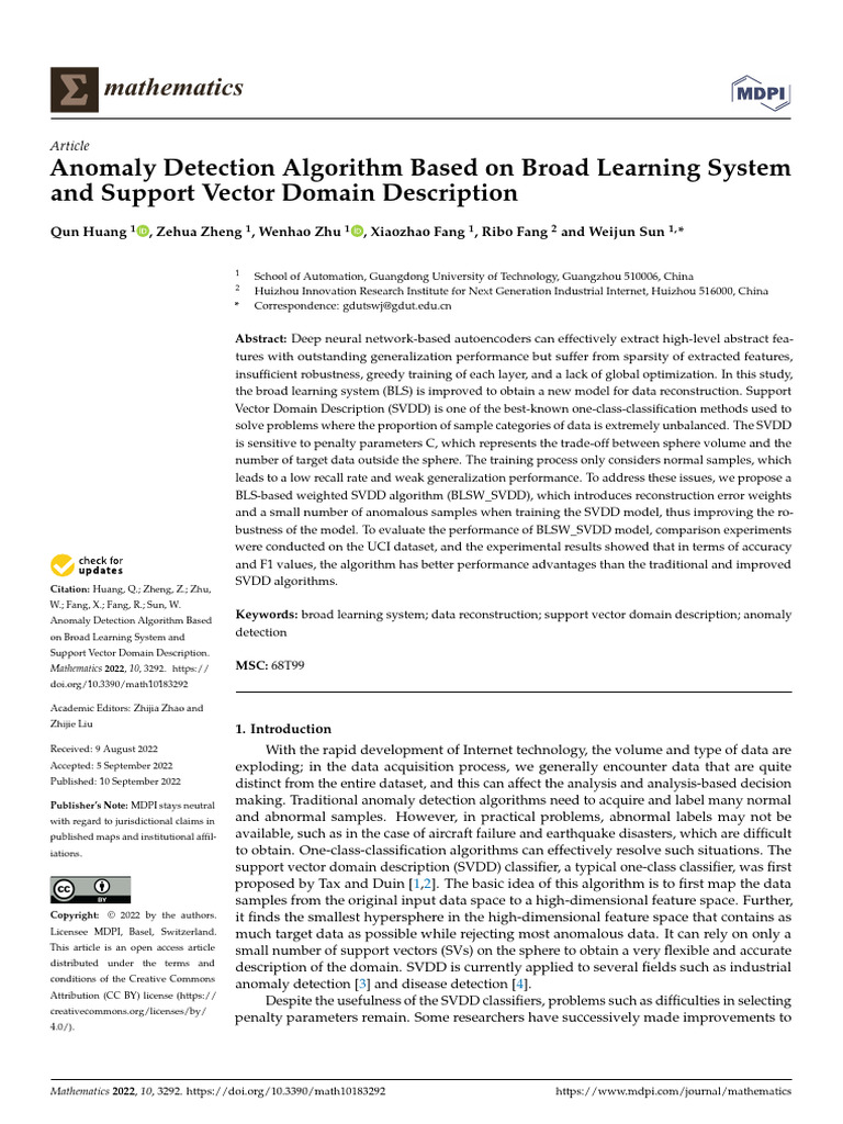 Anomaly Detection Algorithm Based on Broad Learning System and SVD ...