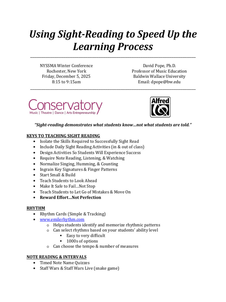 Sight Reading Nyssma | PDF | Rhythm | Music Theory