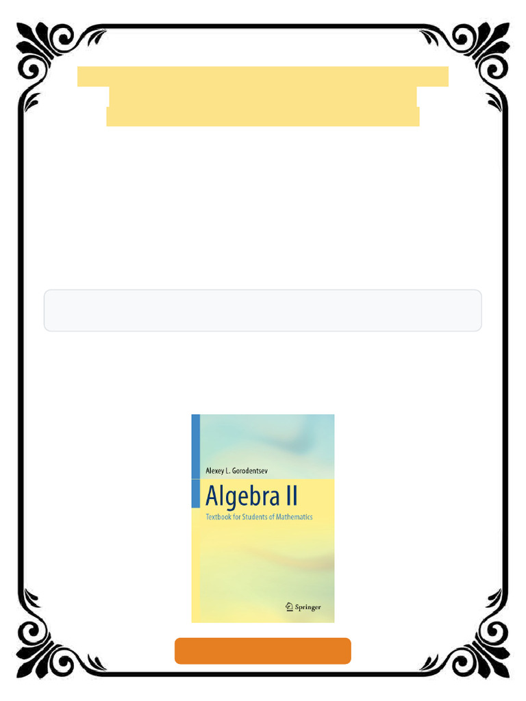 Algebra II Textbook For Students of Mathematics 1st Edition Gorodentsev ...