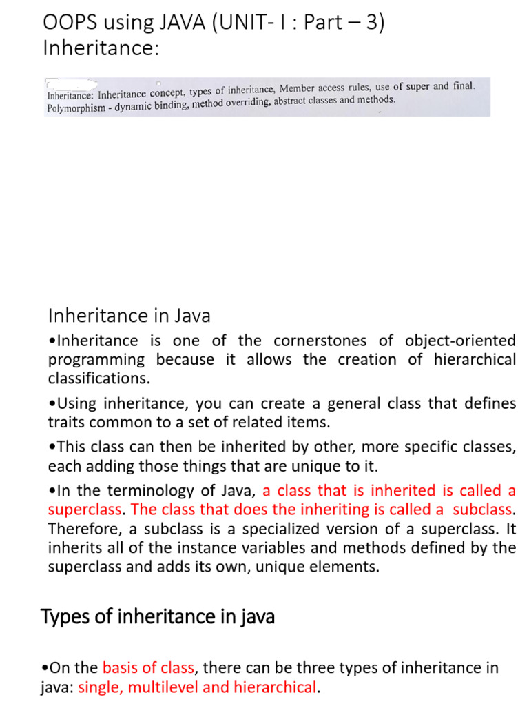 OOPS-JAVA_UNIT_1_PART_3_INHERITENCE | PDF | Inheritance (Object ...