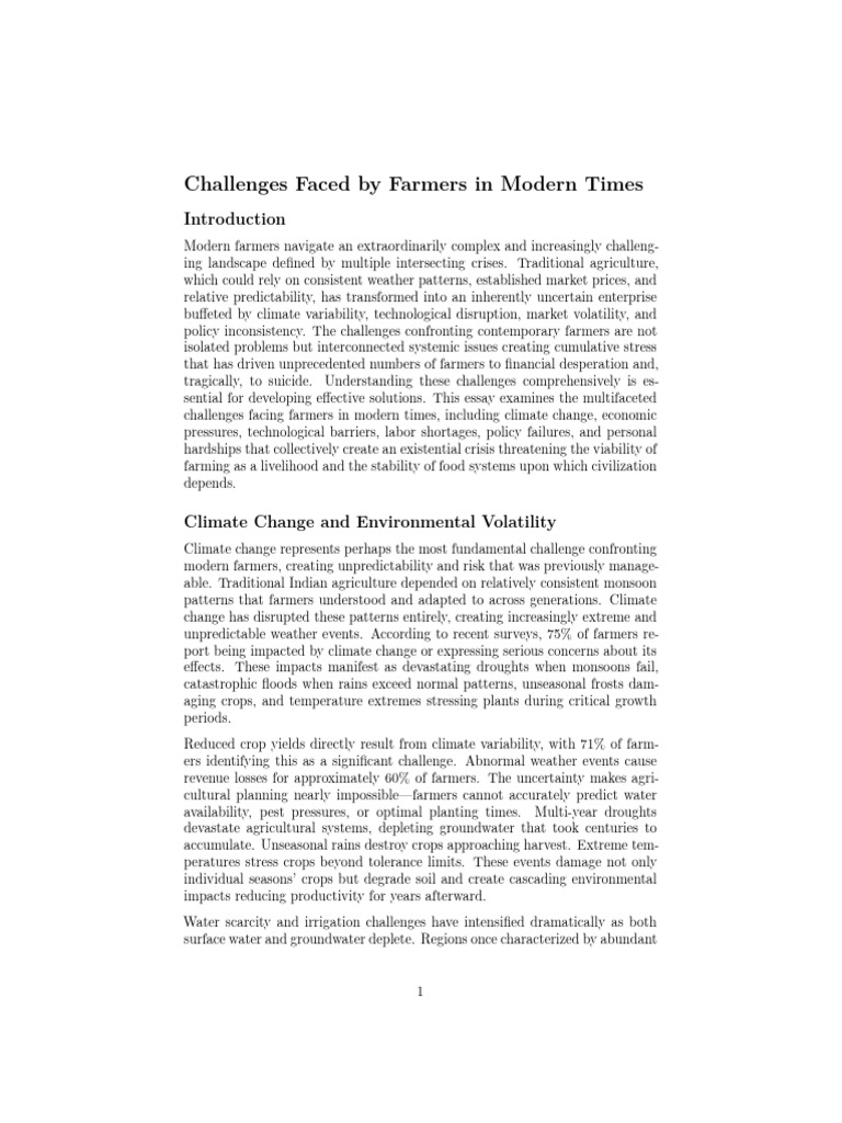 Farmers Challenges Modern Times | PDF | Agriculture | Soil