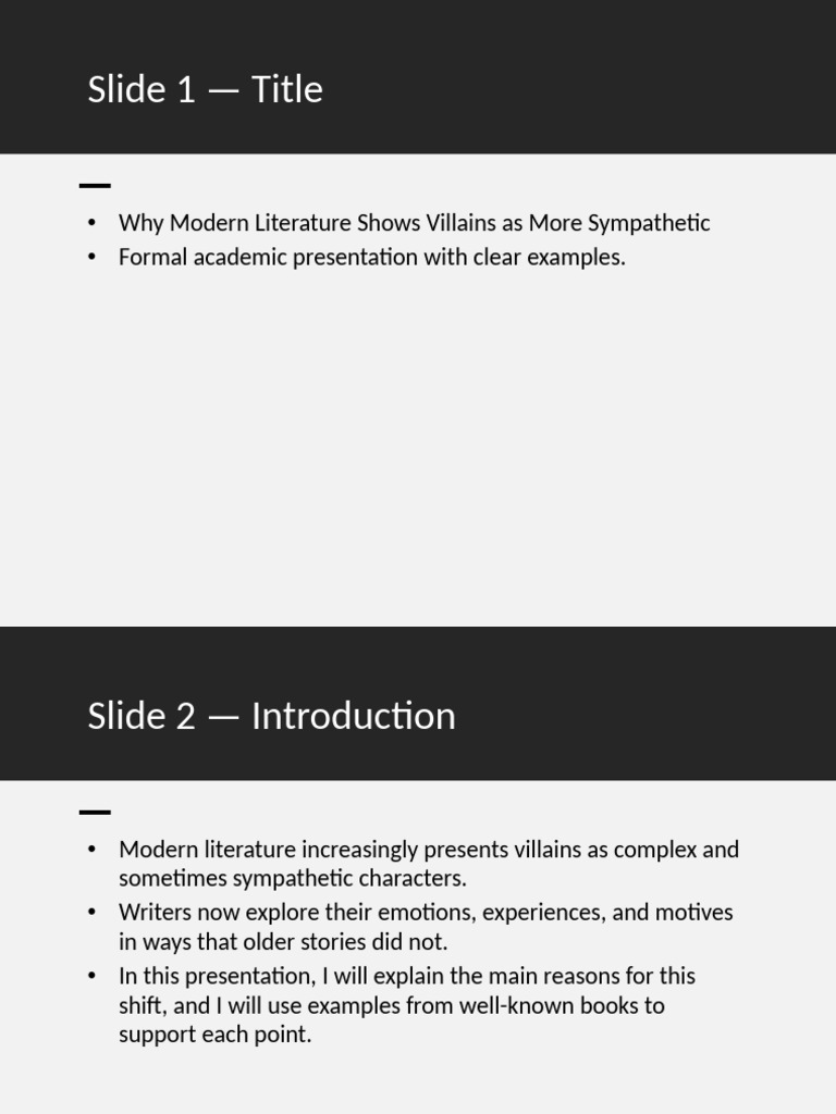 Modern_Literature_Villains_Presentation | PDF | Motivation | Motivational