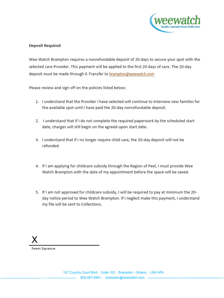 Deposit Required | PDF