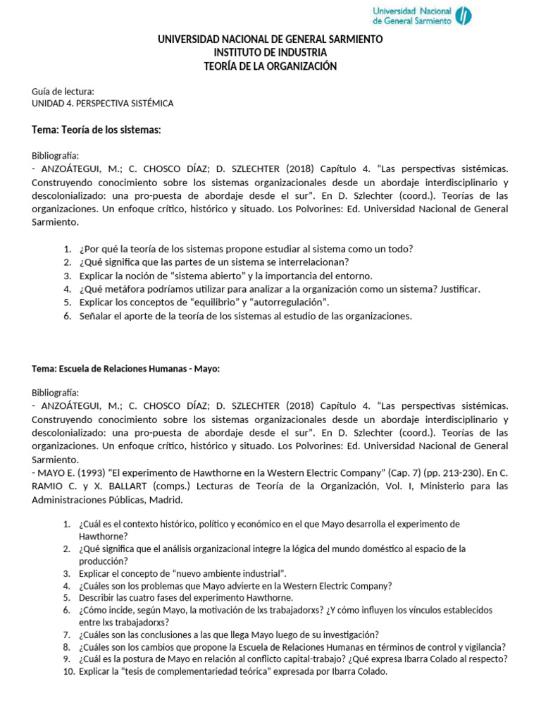 Guía de Lectura Unidad 4 - Perspectiva Sistémica | PDF | Educación en ...