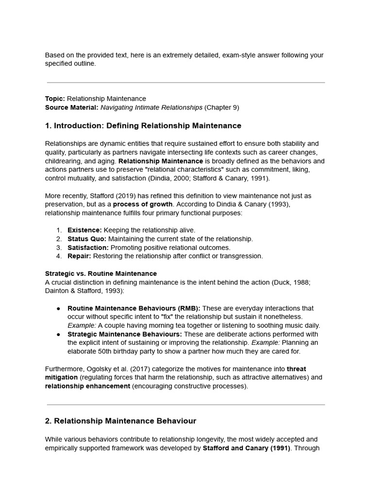 Effective Strategies for Relationship Maintenance | PDF | Intimate ...