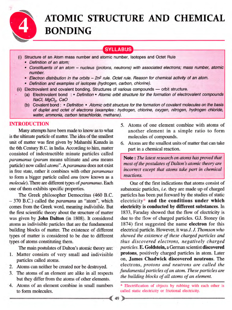 04-Atomic Structure and Chemical Bonding | PDF