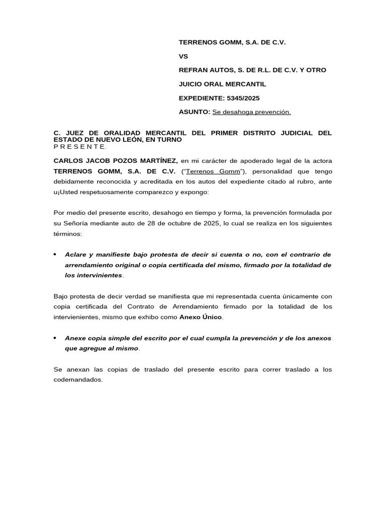 Desahogo Prevencion Gomm 2 | PDF