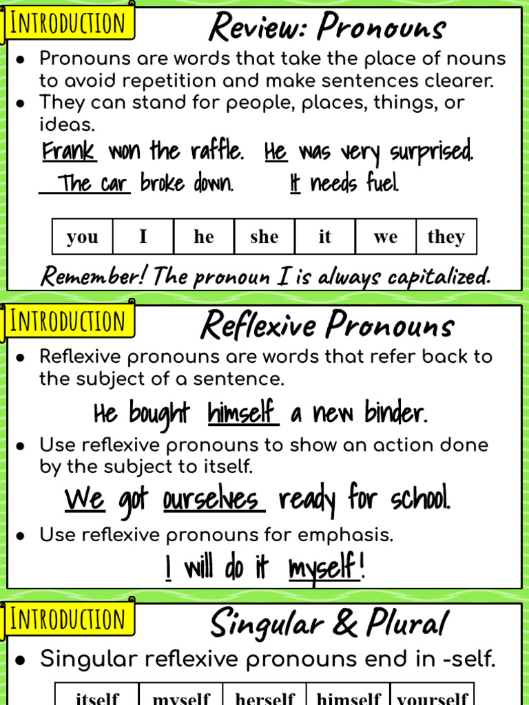 Reflexive Pronouns - Y5_edited | PDF | Pronoun | Grammatical Number