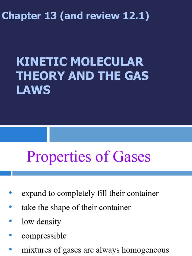 2025 Kinetic Molecular Theory and Gas Laws.ppt (1) | PDF | Gases | Mole ...