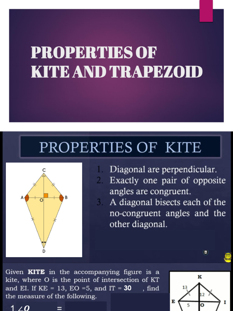 Properties of Kites and Trapezoids | PDF
