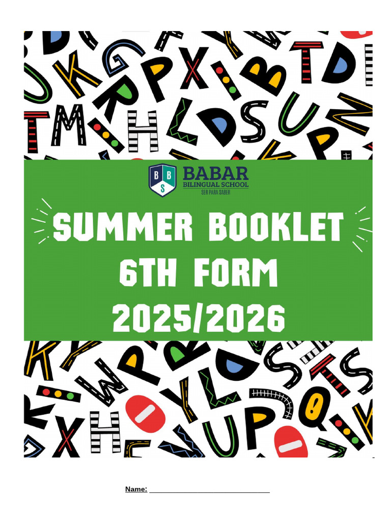 6TH FORM - Summer Booklet 2025_2026 | PDF | Multilingualism | English ...