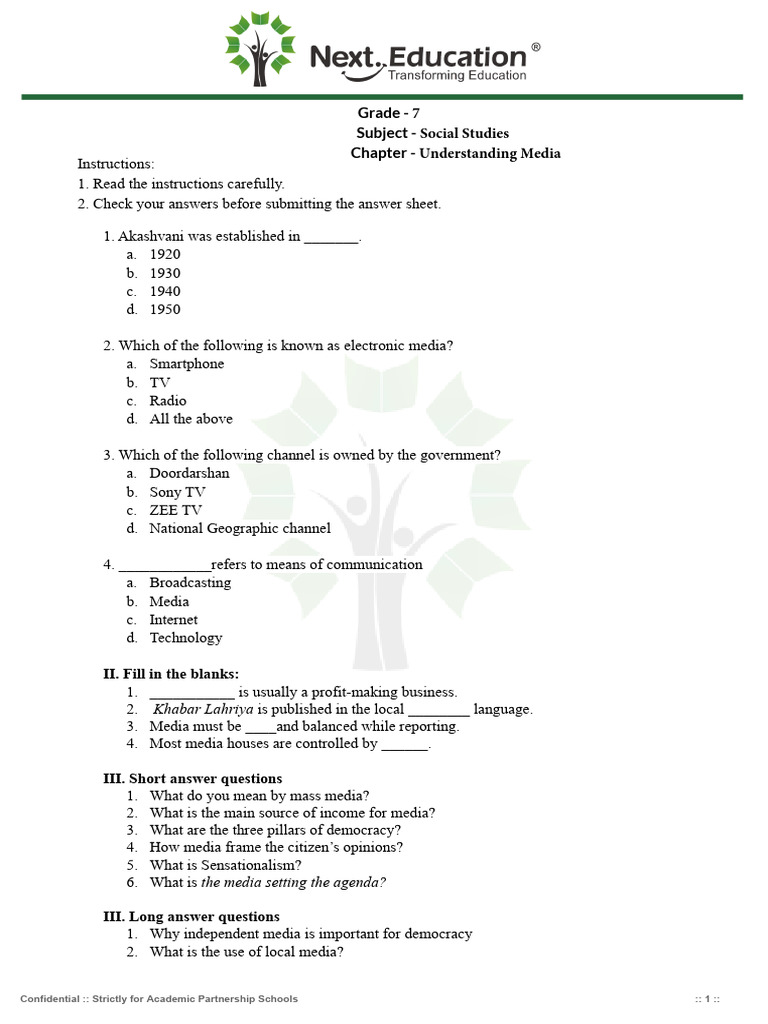 Grade 7 Social Studies - Understanding Media | PDF