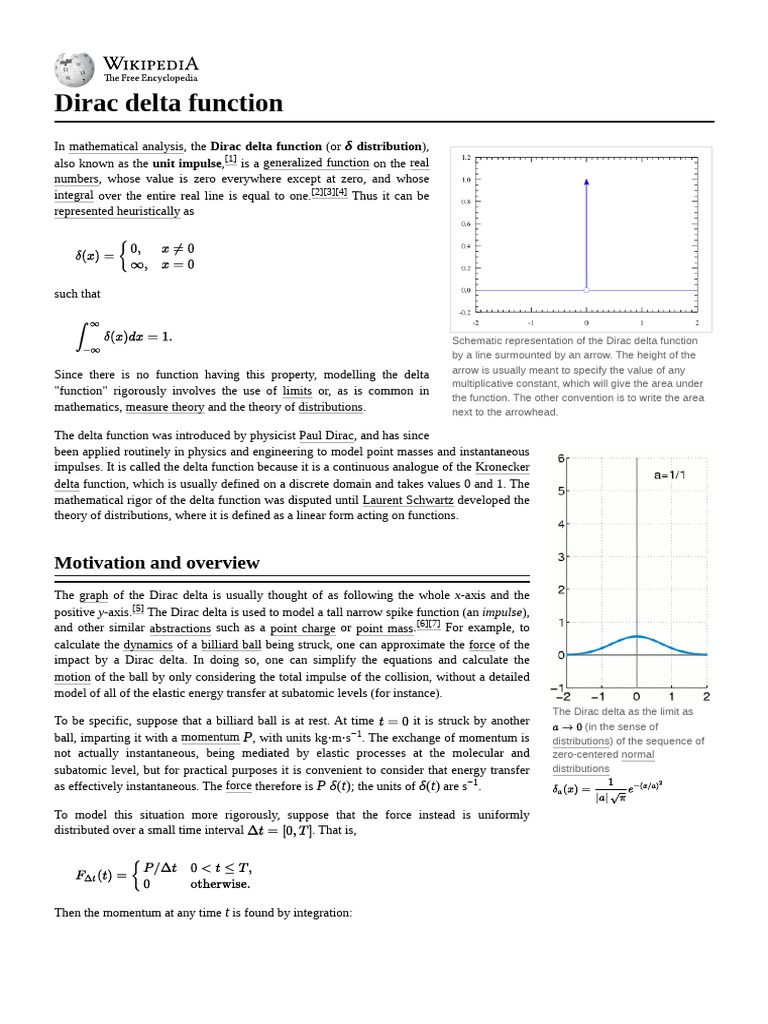 Understanding the Dirac Delta Function | PDF | Distribution ...
