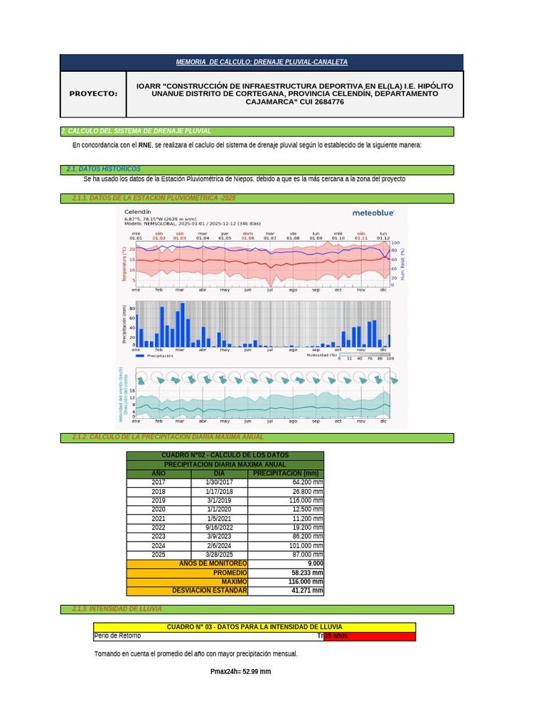 MEMORIA DE CÁLCULO DE DRENAJE PLUVIAL SIMÓN BOLIVAR | PDF ...