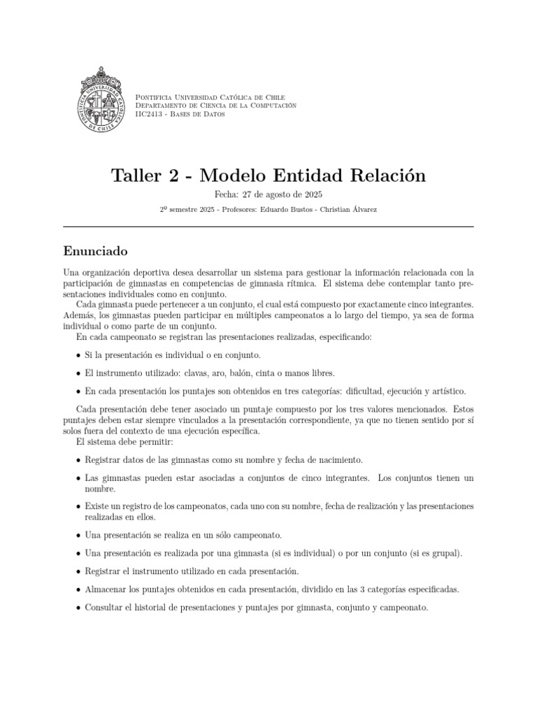 Taller 2 Modelo ER | PDF | Gimnasia | Ciencias de la Información