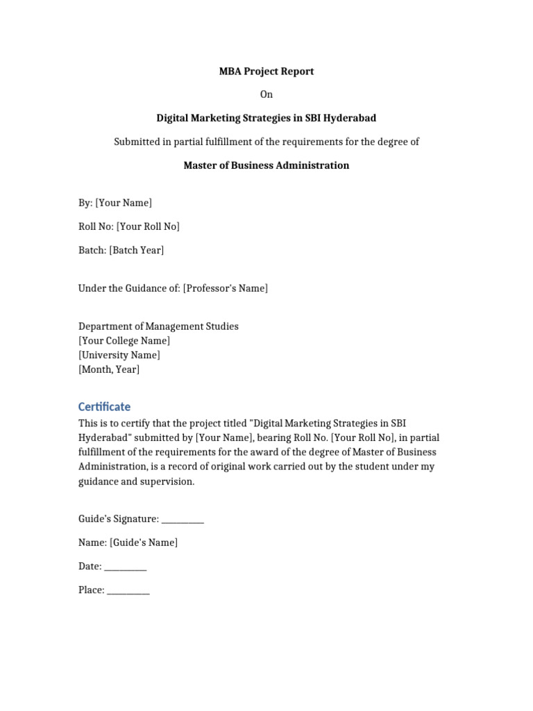 Digital Marketing SBI Hyderabad Project | PDF | Digital Marketing ...