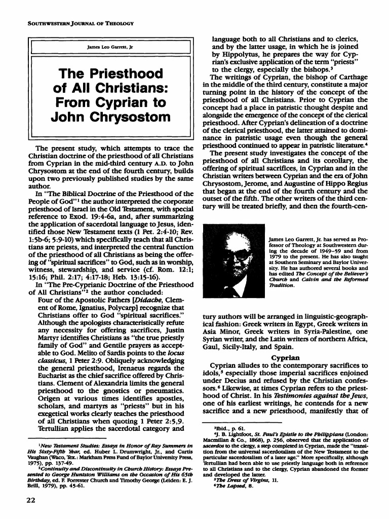 The Priesthood of All Christians From Cyprian To John Chrysostom | PDF ...