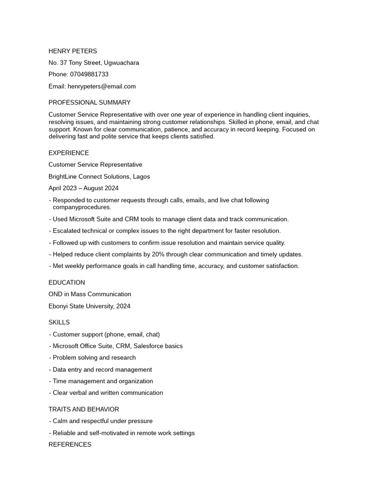 Henry Peters Resume Copy | PDF