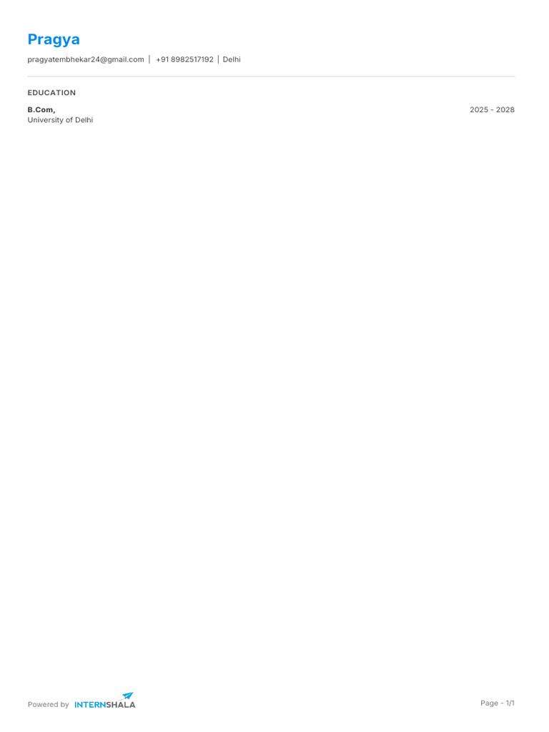 Pragya InternshalaResume | PDF