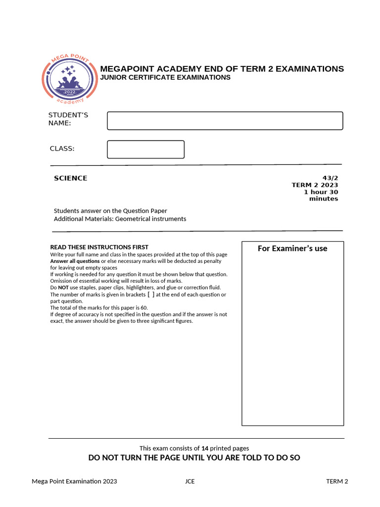 Jc Science Paper 2 | PDF | Chemical Elements | Acid