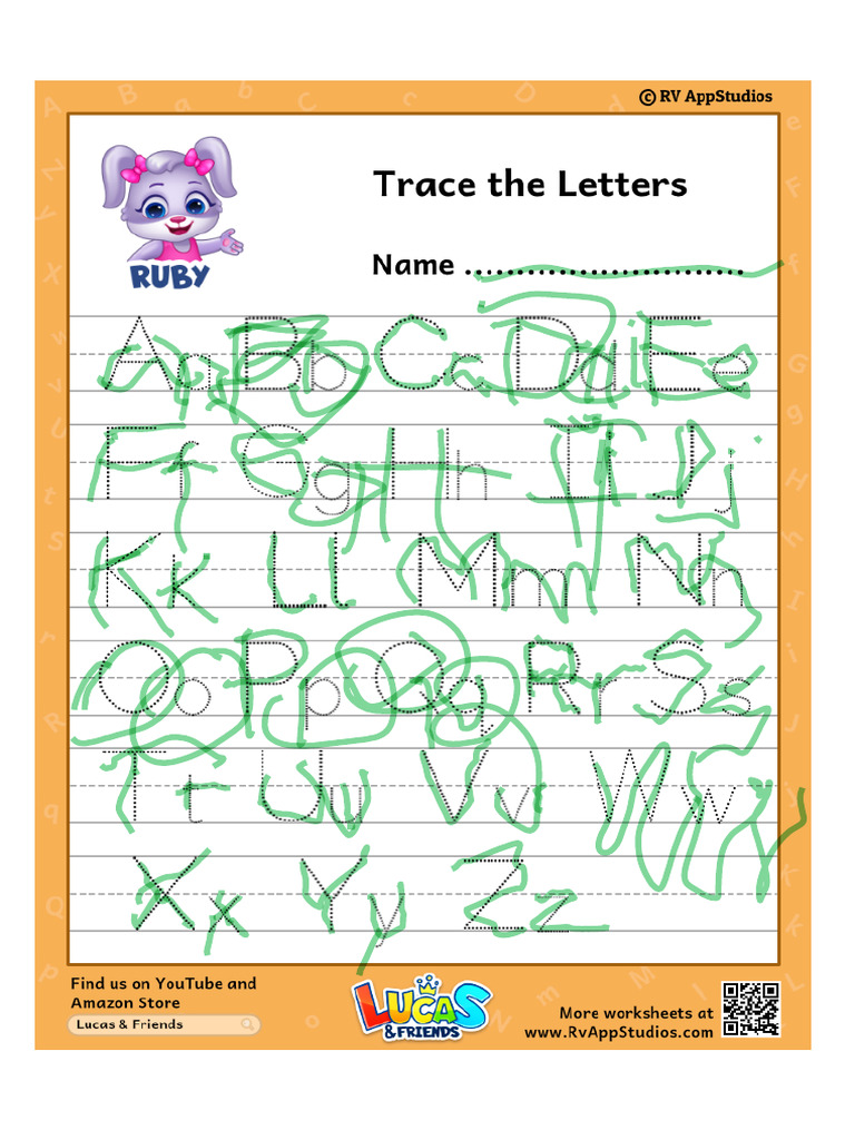 124 Free Printable Worksheets for Kids a z Alphabet Letter Tracing ...